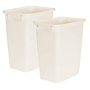 Rubbermaid 21 Quart Traditional Kitchen, Bathroom, and Office Rectangular Plastic Open Wastebasket Trash Can, Bisque (2 Pack)