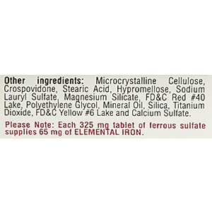 Major FeroSul Ferrous Sulfate 325mg, 100 Iron Supplement Tablets each (Value Pack of 3)