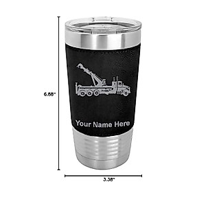 LaserGram 20oz Vacuum Insulated Tumbler Mug, Tow Truck Wrecker, Personalized Engraving Included (Faux Leather, Black)