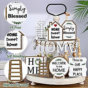 13 Pcs Farmhouse Tiered Tray Decor Farmhouse Home Decor Rustic Wooden Tray Decor Items Mini Signs Home Kitchen Table Decoration for Country House Family Shelf Housewarming Gift Accessories