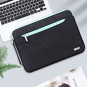 MOSISO Laptop Shoulder Bag Compatible with MacBook Air/Pro, 13-13.3 inch Notebook, Compatible with MacBook Pro 14 inch M3 M2 M1 2023-2021,Polyester Briefcase Sleeve with Front Arc Pocket, Blue