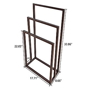 Metal Towel Racks Stand Bathroom freestanding Towel Racks for Bathroom Outdoor Towel Rack Standing Towel Rack 3 Bars Freestanding Drying Shelf Washcloths Holder Bronze