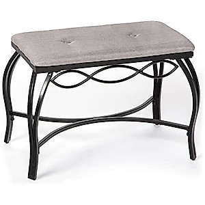 Mango Steam Heather Gray Shoe Bench - Vanity Seat for Makeup Room, Dressing Stool, Entryway Bench - Powder Coated, Upholstered, Space Saving