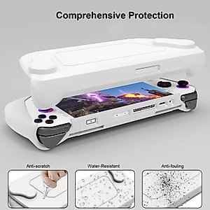 JDDWIN Full Case for ASUS Rog Ally 2023, Protective Case Skin with Detachable Front Shell Cover and Kickstand for Rog Ally,Shockproof/Non-Slip/Anti-Collision (White)