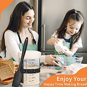 Kmise 2 Pack Pro Sourdough Starter Jar, 34 Oz Large Capacity DIY Glass Sourdough Starter Jar Kit With Thermometer, Date Marked Feeding Band, Cloth Cover, Spatula and Cutter - Reusable baking supplies