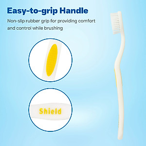 Shield Care Smokers Toothbrush with Hard Filaments, Elongated Neck Design, Removes Stains (Expert Care - Hard Bristles) - Adult Toothbrush – 4 Count (Pack of 1)