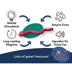 Busy Doggy Snake Treat Dispenser Toy, Interactive Dog Toy, Dog Enrichment Toy with Squeaker