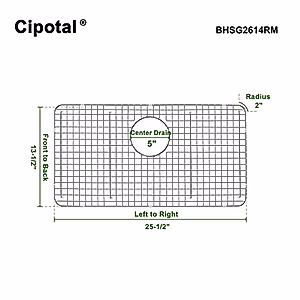 CIPOTAL 25.5 in. x 13.5 in. Rear Drain Sink Grid with Supersoft Silicone Feet in 304 Grade Stainless Steel