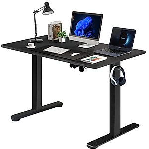 Lifetime Home Height Adjustable 48" Electric Standing Desk - Upgraded Ultra Durable Home Office Large Rectangular Computer or Laptop Sit Stand Workstation Table - 48 x 24 inches, Black