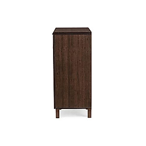 Baxton Studio Wholesale Interiors Sintra Sideboard Storage Cabinet with Glass Doors, Dark Brown