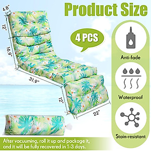 Huwena 4 Pack Outdoor Chaise Lounge Cushion Pool Patio Lounge Cushions 22 x 73 x 4.7H Inch Waterproof Lounge Chair Cushion Beach Lounge Cushion Replacement for Patio Lounge Chairs