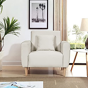 FREEHOMAE Polyester Accent Chair for Living Room, Square Arm Chair with Toss Pillow Comfy Single Sofa Club Chair for Small Space