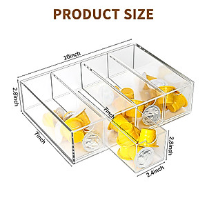 Acrylic Coffee Capsule Holder- 4 Compartment Clear Acrylic Coffee Pod Holder Coffee Pod Storage Drawer K Cup Holder Desktop Organizer Box for Coffee Bar Accessories