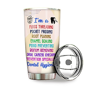 MEDROC Dental Hygienist Gifts Tumbler - Stainless Steel 20oz, Funny Dental Hygiene Gifts For Women Men, National Dental Hygienists Week Gifts For Coworker Drinking Coffee Cups (DH06)