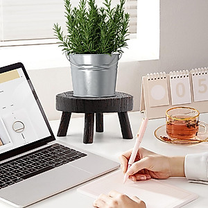 Wooden Step Stools,Small Portable Wood Stepping Stools with Smooth Cutting Edge for Kids Adults,Non-SlipRound Step Stool for Bedroom Living Room Blcony Bathroom Kitchen ﻿(L,Color:Dark Brown)