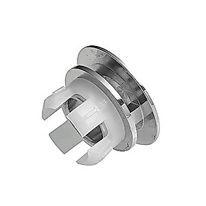 Sink Basin Trim Overflow Cover Brushed Nickel Brass Insert in Hole Round Caps