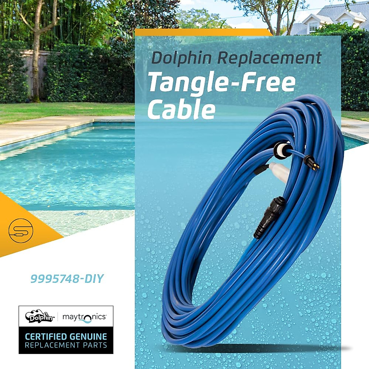 Dolphin Genuine Replacement Part — Durable 131 FT Blue Cable with Swivel for Tangle-Free Operation — 9995748-DIY