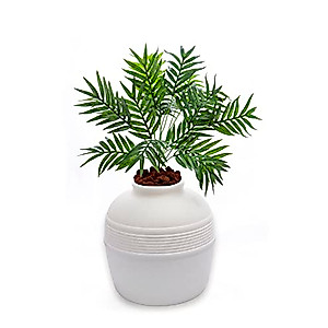 Pets Best Products - The Original Hidden Litter Box, White with Phoenix Palm Plant and Lava Rock