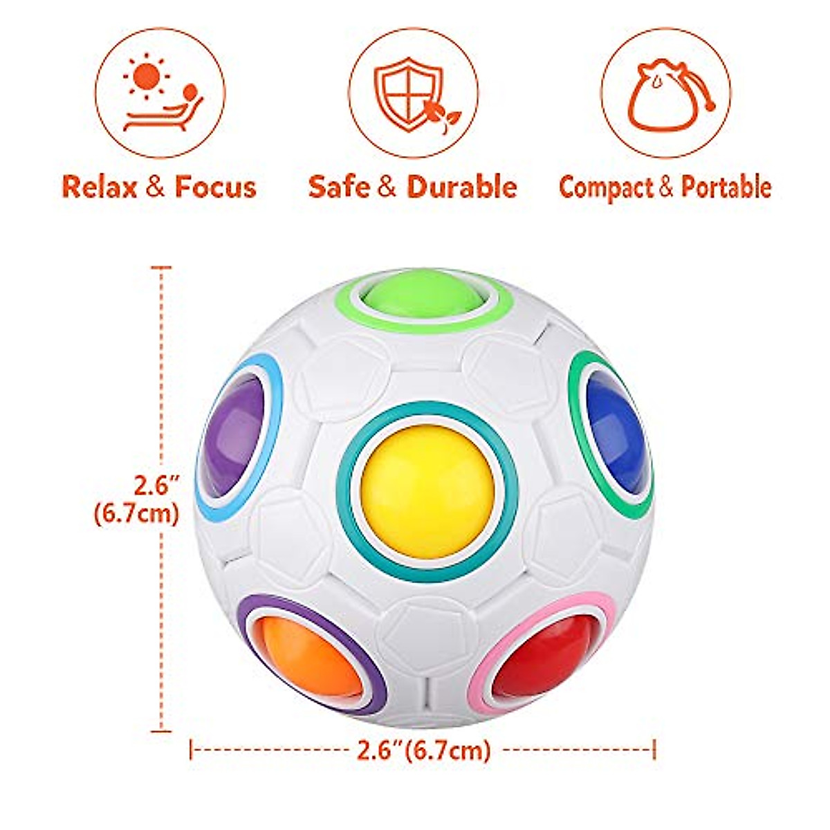 D-FantiX Rainbow Puzzle Ball 4 Pack, Magic Rainbow Ball Puzzle Cube Fidget Balls Puzzle Brain Games Fidget Toys for Kids Adult, Brain Teasers for Kids Boys Girls, Easter Basket Stuffers for Kids