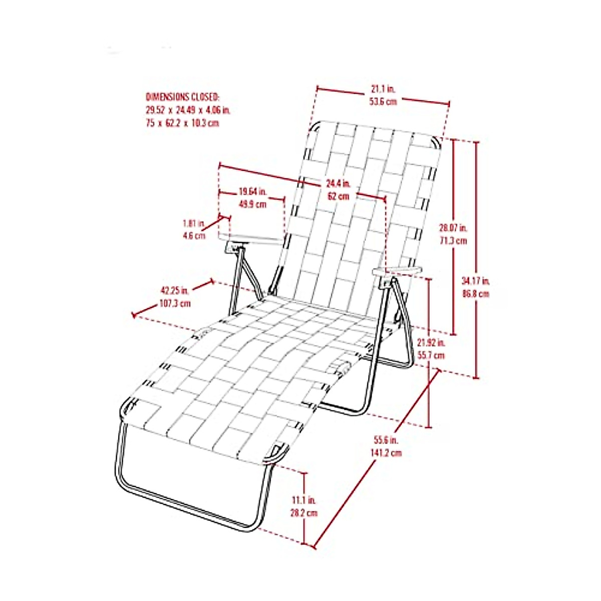 Garden Elements Folding Outdoor Patio/Lawn/Pool Chair Grey with Blue Woven Fabric and Arm Rests Lounger (2 Pack)