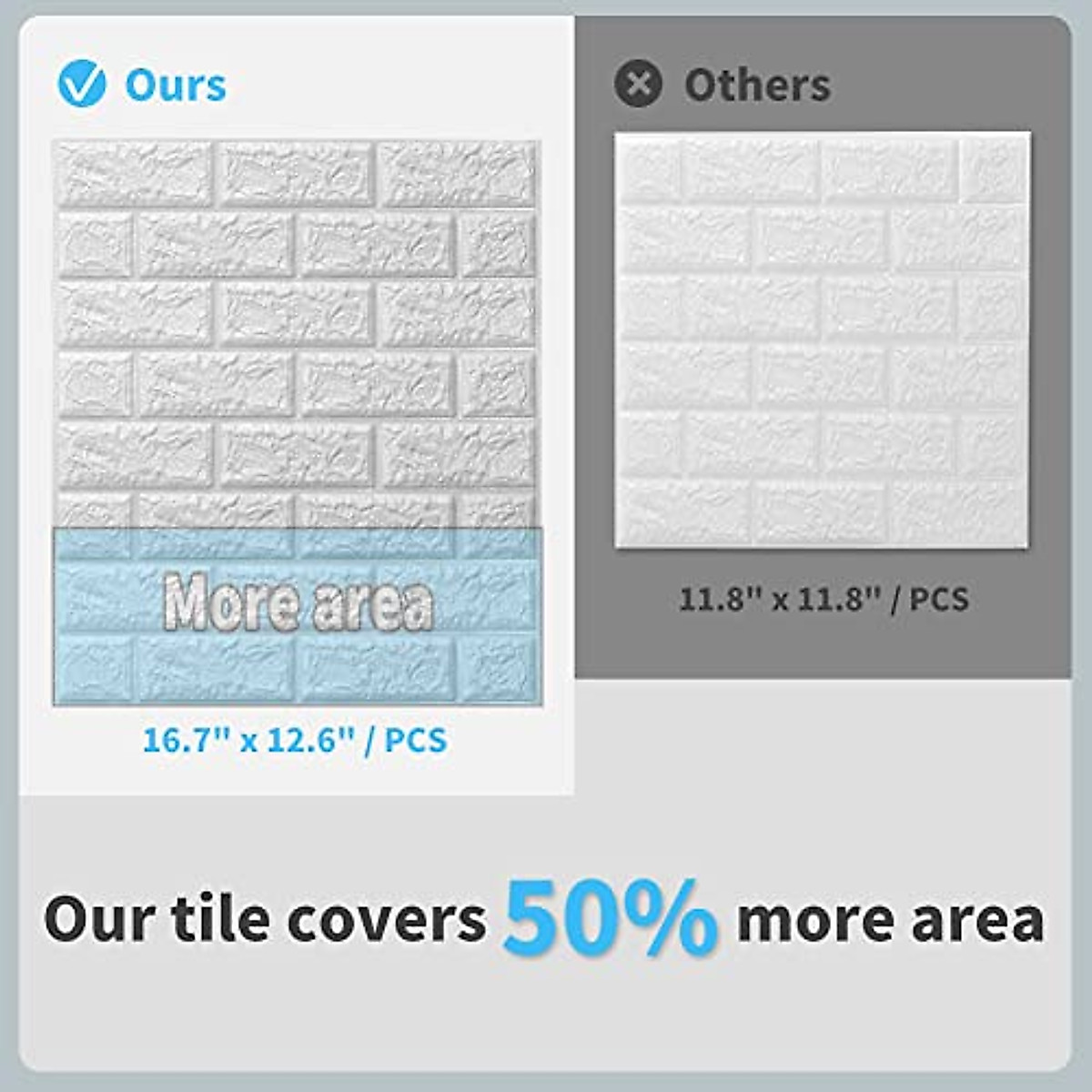 Art3d 30Pcs 3D Brick Wallpaper in White, Faux Foam Brick Wall Panels Peel and Stick, Waterproof for Bedroom, Living Room, and Laundry Decor (43.5Sq.Ft)