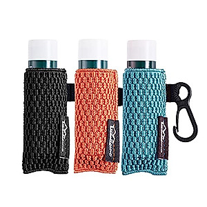 WKieason Lip Balm Sleeves Holder Keychain 3pcs Clip on Chapstick Keychain Holder Pouch Tight-Knit Elastic Lipstick Key Chain Holder (Black/Jade/Orange)