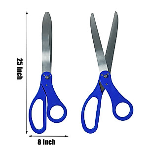 Grand Opening Blue Ribbon Cutting Ceremony Kit - 25" Giant Scissors with Blue Satin Ribbon, Banner, Balloons,Bows and More Supplies Grand Opening Decorations for Business