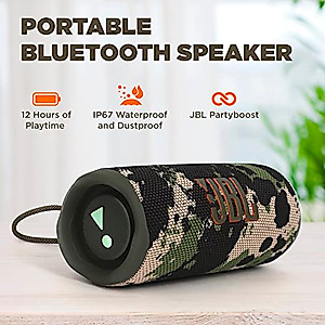 JBL Flip 6 - Waterproof Portable Bluetooth Speaker, Powerful Sound and deep bass, IPX7 Waterproof, 12 Hours of Playtime with Megen Hardshell Case - Camo