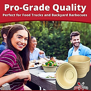 Leak-Proof, Compostable 11.5 oz Disposable Bowls 50 Pk. Sturdy, Eco Friendly, Microwave Safe Sugarcane Containers for Dinner or Dessert. Small Serving Bowl for Hot Soup, Salad, Snacks