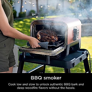 Ninja OO101 Woodfire 8-in-1 Outdoor Oven, Pizza Oven, 700°F High Heat Roaster, BBQ Smoker, Woodfire Technology, Pellets for Woodfire Flavor, Weather Resistant, Portable, Electric, Terracotta Red