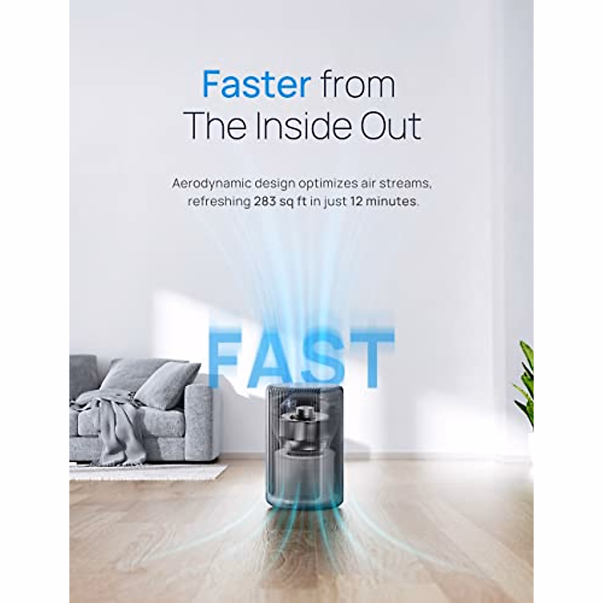 Dreo Air Purifiers for Bedroom Home Large Room, H13 True HEPA Filter for Allergies Pets, 283 ft² Coverage, 20dB Quiet Operation with 360° Filtration, Graphite, 9.84 * 9.84 * 15.2, (DR-HAP002DB)