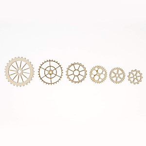 Fityle Pack of 70 Unfinished Blank Gear Wheel Wooden Pieces Gift Tags DIY Art Craft Project
