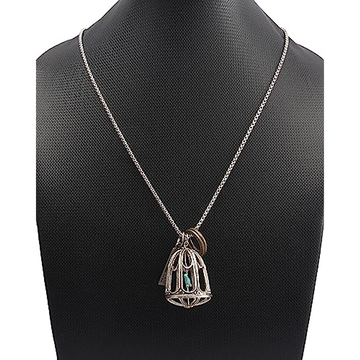 joymiao Long Boho Necklace Womens Leather Necklace Birdcage Leather Pendant Necklace Circle Long Choker Necklaces for Women