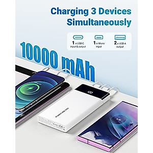 POWERADD PRO Portable Charger 10000mAh PD 20W Fast Charge Power Bank 2 Inputs 3 Outputs External Battery Pack Bundle with 20W USB C Wall Charger Compatible with iPhone 14 13 iPad Samsung Pixel.