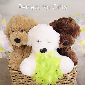 Fluffuns Golden Retriever Stuffed Dog - 9 inches - Cute, 3 Pack Set of Puppy Plush Toy Animals (Brown, Golden, White) Great Gift & Adorable Toy