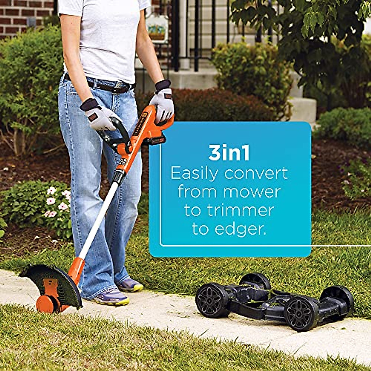 BLACK+DECKER Cordless Lawn Mower, String Trimmer, Edger, 3-in-1 (MTC220)