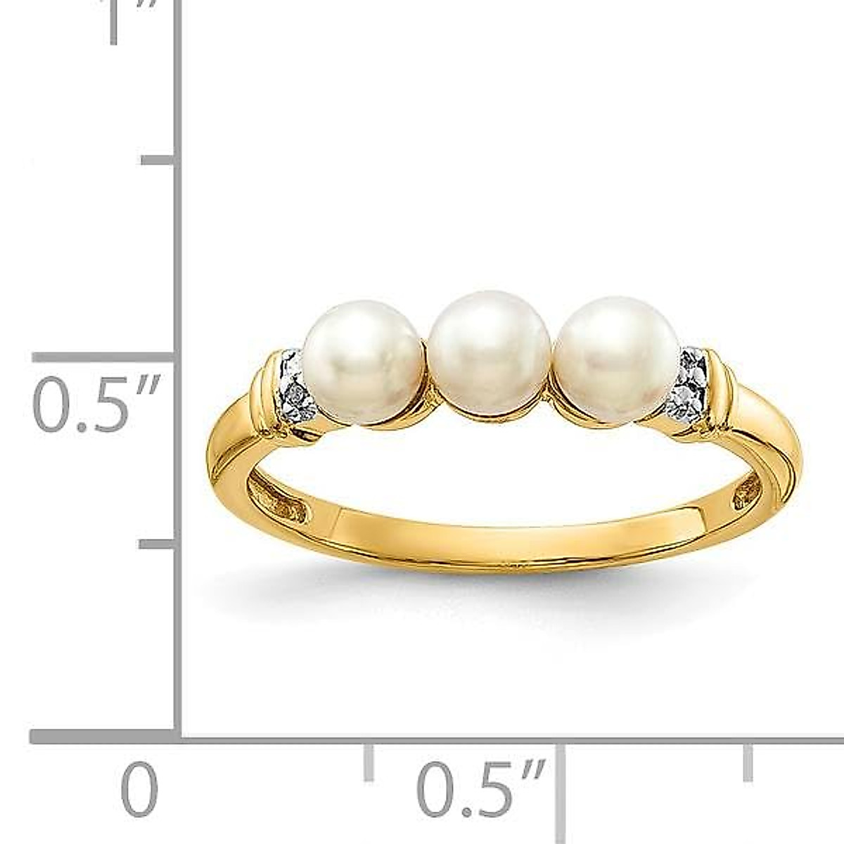 IceCarats 14K Yellow Gold Diamond Freshwater Cultured 3 Pearl Statement Ring Size 7