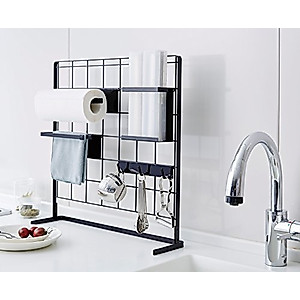 Yamazaki Home Grid Panel Organizer and Accessories-Wall Storage Decor, One Size, Black