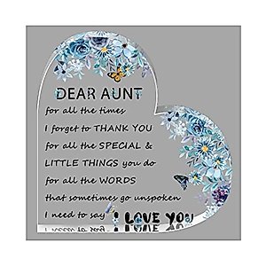 Aunt Birthday Gifts from Niece Nephew, Clear Acrylic Heart Plaque Gifts for Aunt, Thanksgiving, Christmas Gifts for Aunt