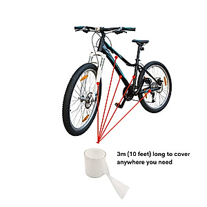 TURBOOST Bike Frame Protection Tape Sticker Vinyl Wrap Skin, MTB Bicycle Paint Chainstay Chain Guard Corner Protector Film Wraps, Clear, 3m (120”) Length, Various Width Options (7)