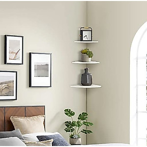 Tyenaza Floating Corner Shelves, White Corner Mounting Shelf,Set of 3 Floating Wall Mounted Storage Shelf for Living Room, Bedroom, Bathroom, Kitchen, Office