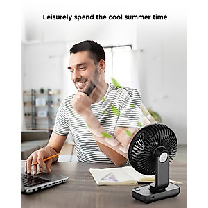 EasyAcc Small Desk Fan 4000 Battery Fan, 5-23 Working Time, Upgraded Strong Wind, Ultra Quiet, Rechargeable 90°Tilt Air Circulate Portable Fan 4 Speed USB Fan For Office Bedroom Home Travel