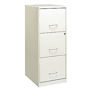 Office Dimensions 3 Drawer Lock SOHO Vertical File Cabinet, 18-Inch, White