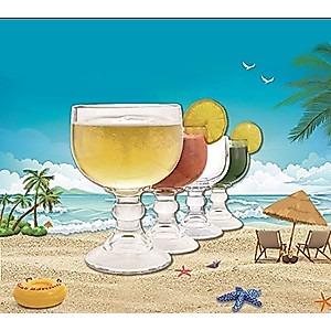 Chefcaptain Schooner Beer Glass - 21.5 Oz Extra Large Goblet Crystal Style ZERO LEAD Shrimp Cocktail, Coronaritas, Margaritas 4 PACK