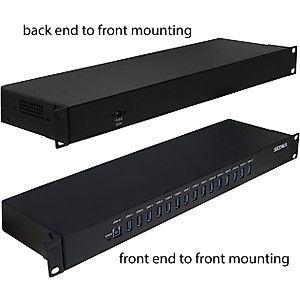 SEDNA - 15 Port USB 3.1 Gen I Hub ( 5Gbps ) - 19 Inch 1U Rack Mount ( 5V10A AC/DC Adapter ), Black