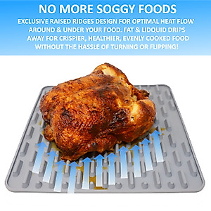 Silicone Roasting Mat and Silicone Baking Mat Combo for Air Fryer Oven - Set of 3 Food Safe, Non-Stick Baking Mat and Silicone Roasting Racks with Bonus Non-Stick Oven Liner