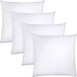 Utopia Bedding Throw Pillows (Set of 4, White), 12 x 12 Inches Pillows for Sofa, Bed and Couch Decorative Stuffer Pillows