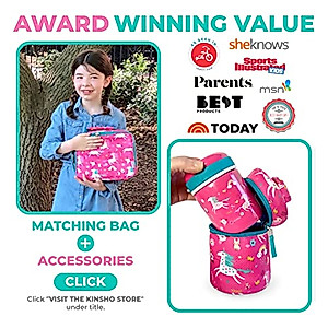 Unicorn Bento Lunch Box for Girls Toddlers, 5 Portion Control Sections, BPA Free Removable Plastic Tray, Pre-School Kid Toddler Girl Daycare Lunches, Snack Container Ages 3 to 7 Pink