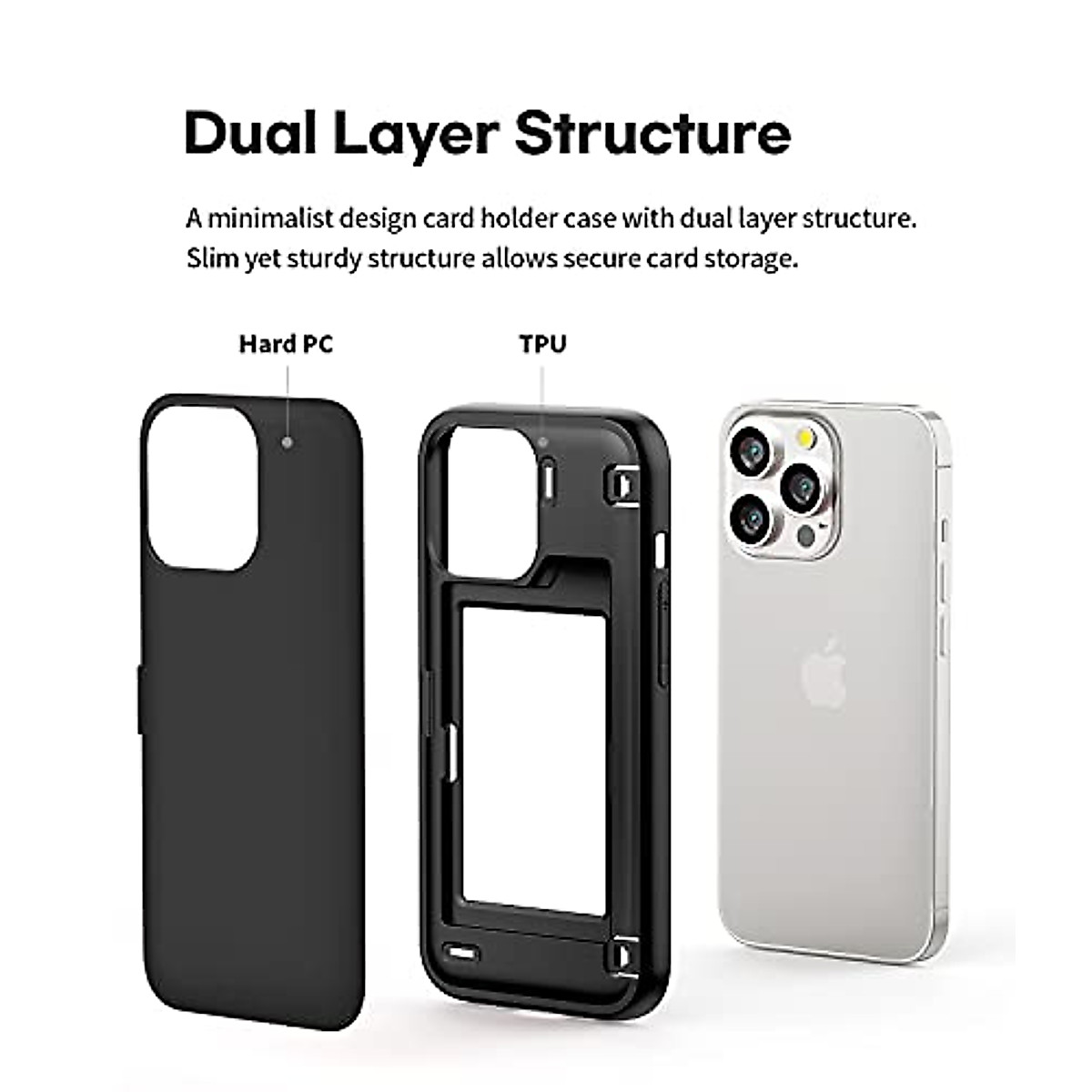 GOOSPERY Magnetic Door Bumper Compatible with iPhone 13 Pro Case, Card Holder Wallet Case, Easy Magnet Auto Closing Protective Dual Layer Sturdy Phone Back Cover - Black