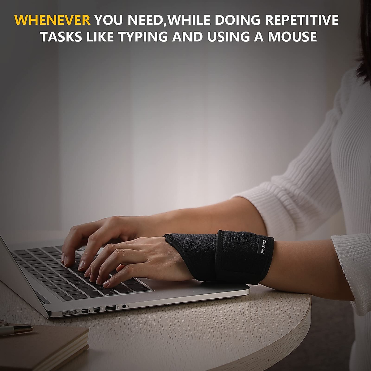 Carpal Tunnel Wrist Brace,2 Pack Adjustable Wrist Compression Strap and Wrist Brace Sport Wrist Support for Fitness, Carpal Tunnel Arthritis, Tendonitis, Weightlifting,Pain ReliefWear Anywhere Wrist